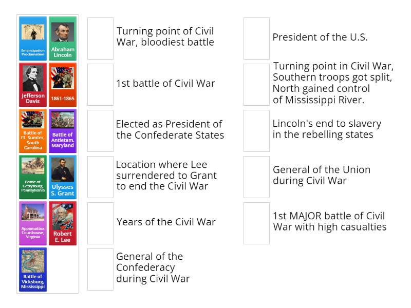 Civil War Matching - Match up