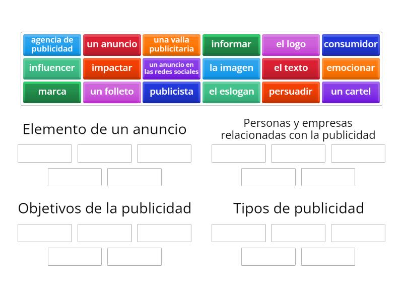 Vocabulario Publicidad/ Anuncio - Group sort