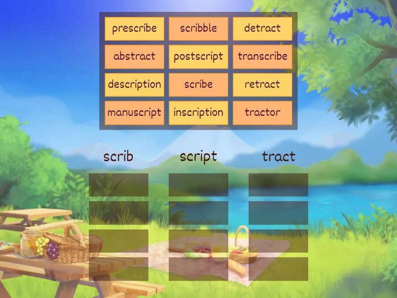 Latin Roots: scrib, script, tract - Group sort