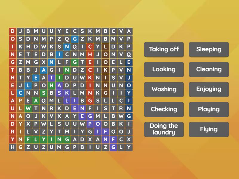 Verbs ing - Sopa de letras