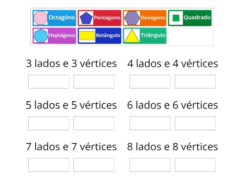 Figuras planas (lados e vértices) - Classificação em grupos