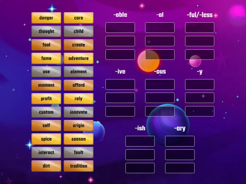 Adjective suffixes 1A - Group sort
