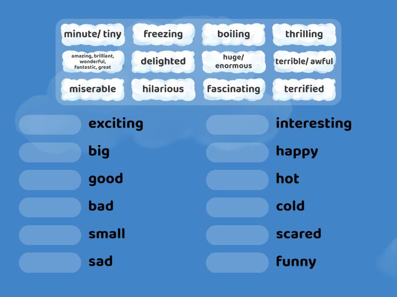 Extreme adjectives and modifiers - Match up
