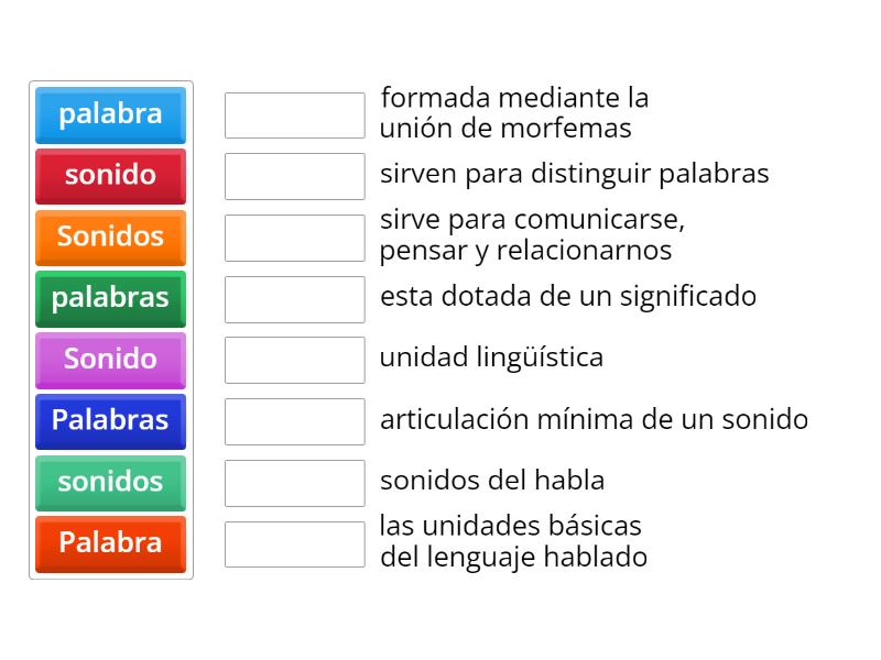 lenguaje sonidos y palabras - Match up