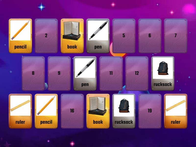 school objects memory - Matching pairs