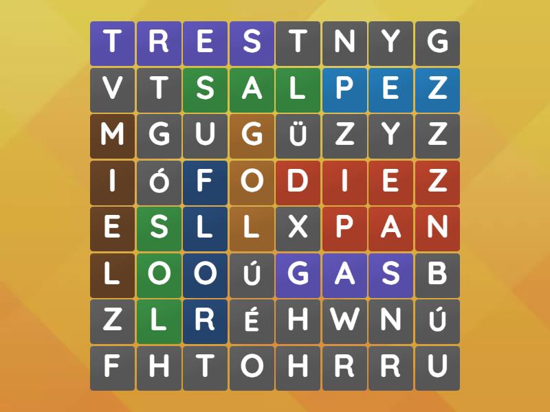 Encontrar palabras monosílabas - Sopa de letras