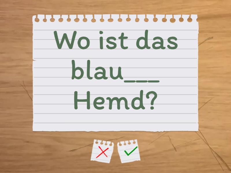 Adjektivdeklination: bestimmter Artikel (Nom./Akk./Dat.) - Flash cards