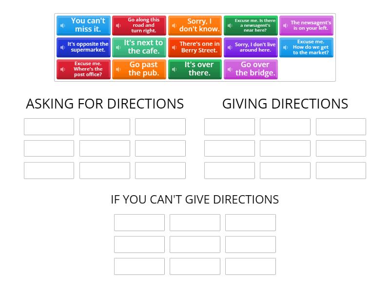 Asking for and giving directions 11C - Group sort