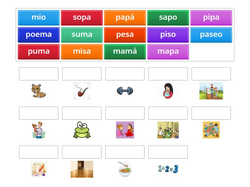 Unir silabas M, P, S - Match up