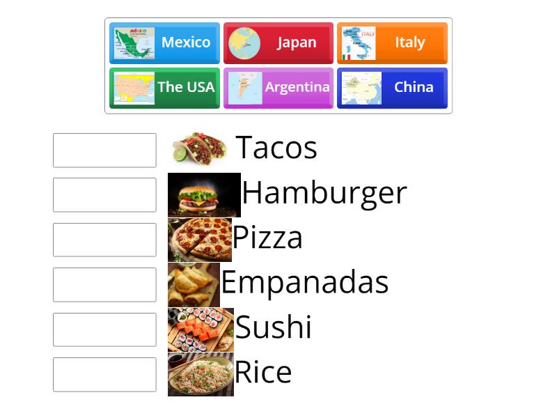 Food and its origins - Match up