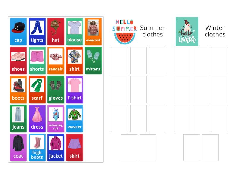 Winter and Summer clothes - Group sort