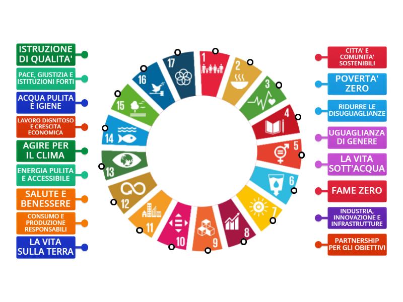 Agenda 2030 - Obiettivi per lo Sviluppo sostenibile - Diagrama con etiquetas