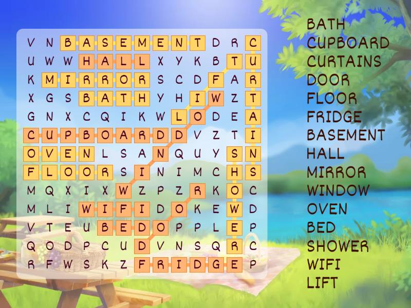 things in a house - Wordsearch