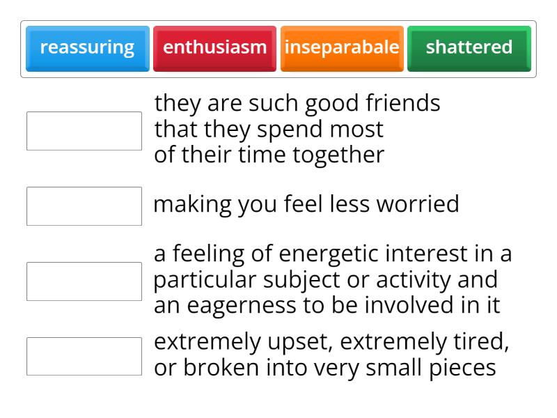 Love, Amalia - Develop Vocabulary - Match up