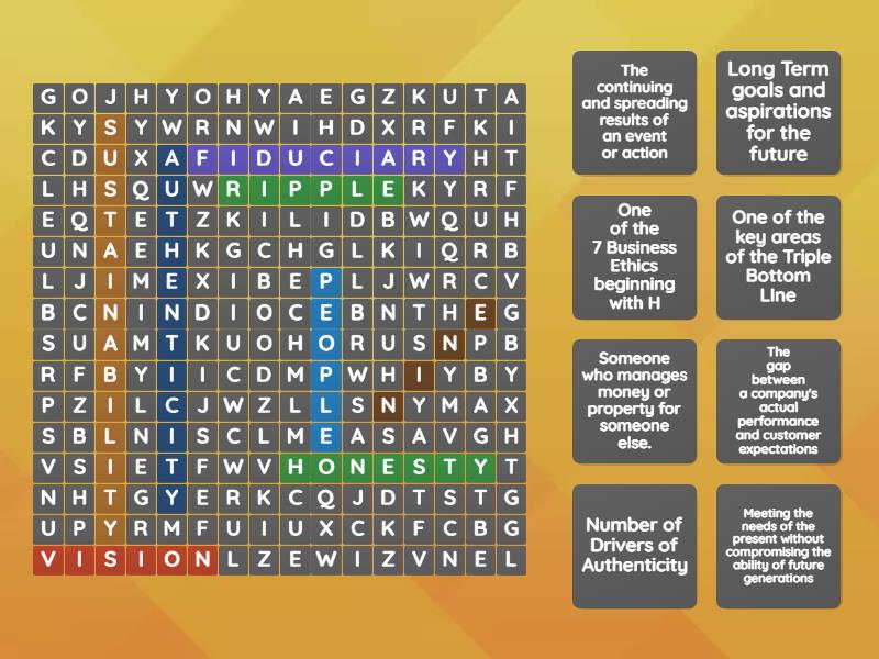 Business Ethics - Wordsearch