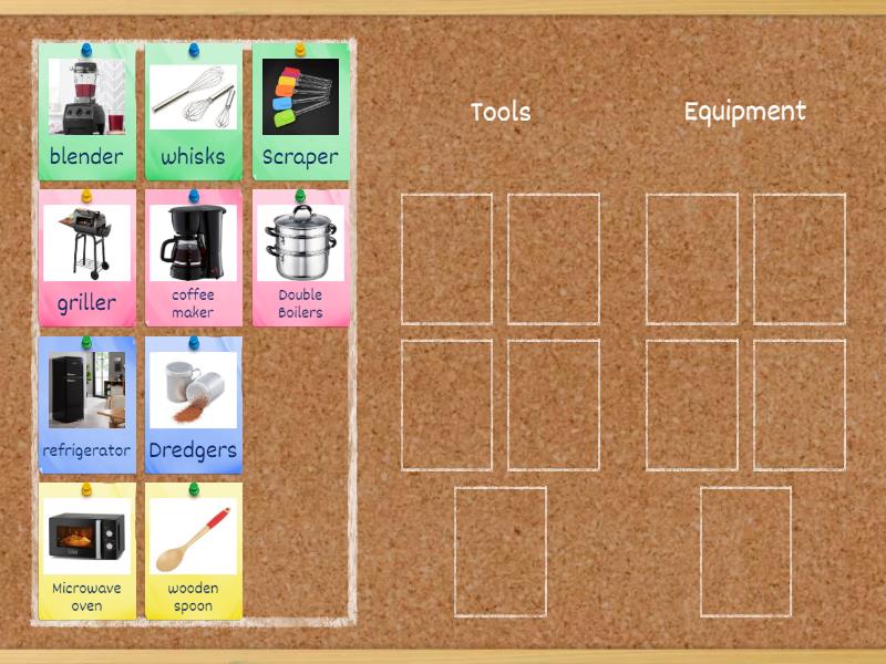 Classify the following tools and equipment - Ordenar por grupo