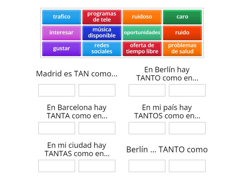 TANTO / TAN / TANTO-A-OS-AS - Ordenar por grupo