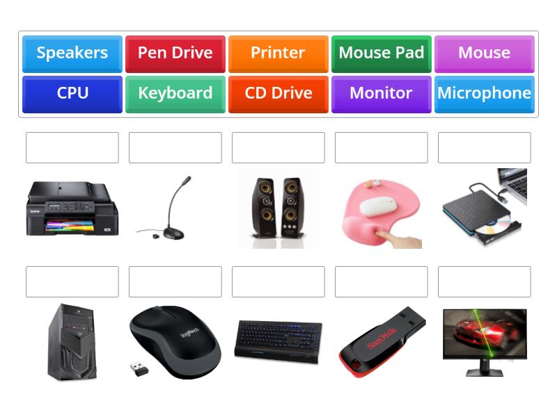 Match the parts of the computer correctly with their names. - 匹配遊戲