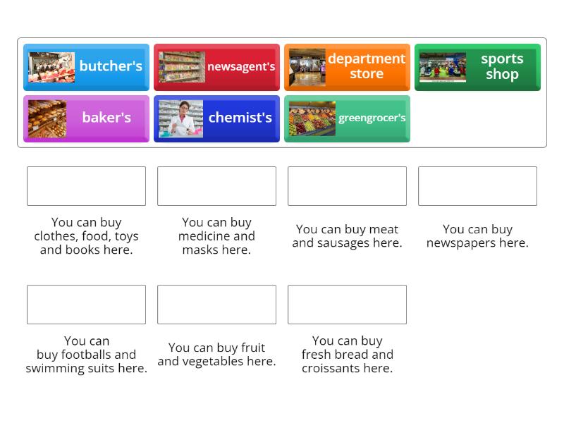 Go getter 3. Unit 2. Shops - Match up
