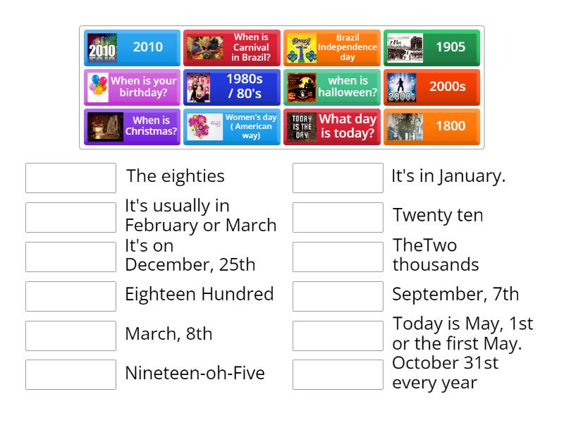 Review dates and celebrations - Match up