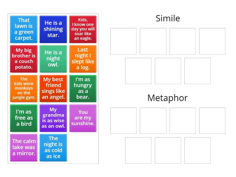 Similes and Metaphors Practice - Group sort