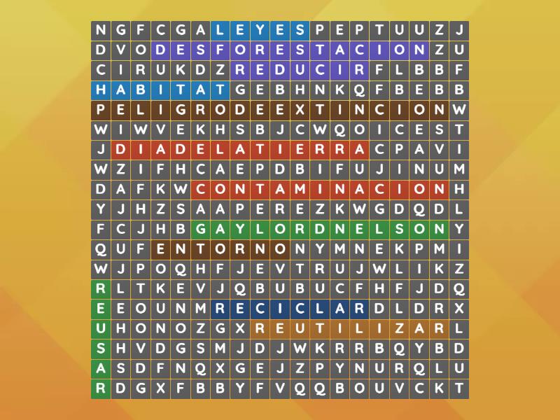 de la Tierra - Sopa de letras