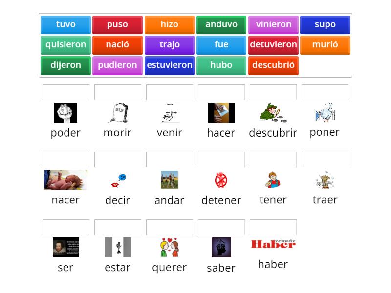 PRETERITO INDEFINIDO verbos irregulares - Une las parejas