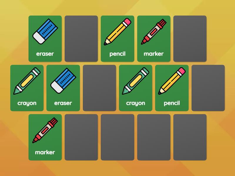 School supplies - Matching pairs