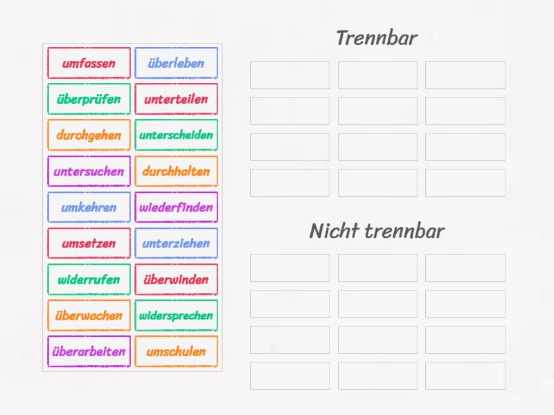 Trennbar oder nicht trennbar - Group sort