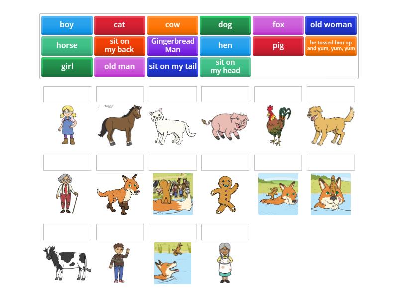Gingerbread Man pic to words matching - Match up
