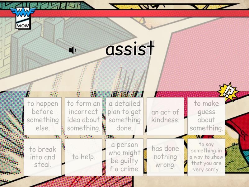 The power of W.O.W vocabulary - Find the match