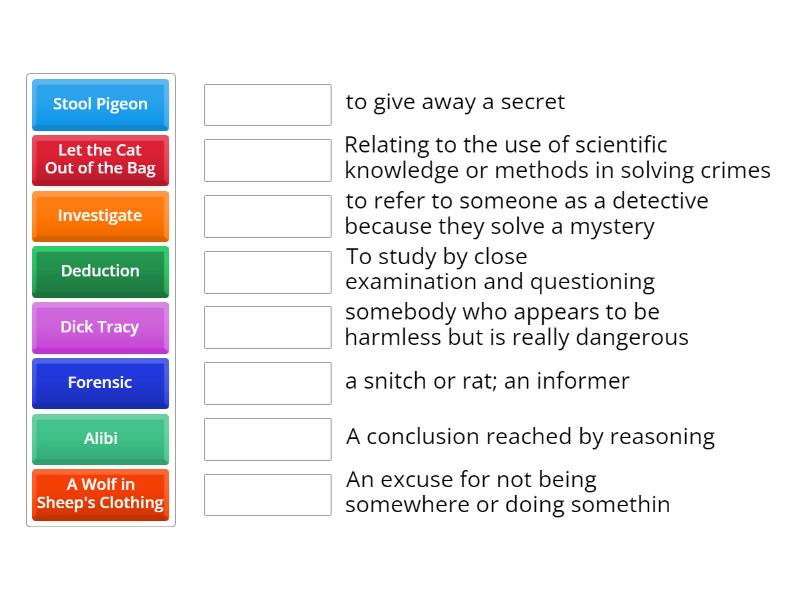 Vocabulary: mystery - Match up