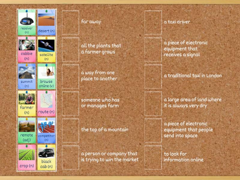 Wider World 2, Unit 4, Culture Vocab - Match up