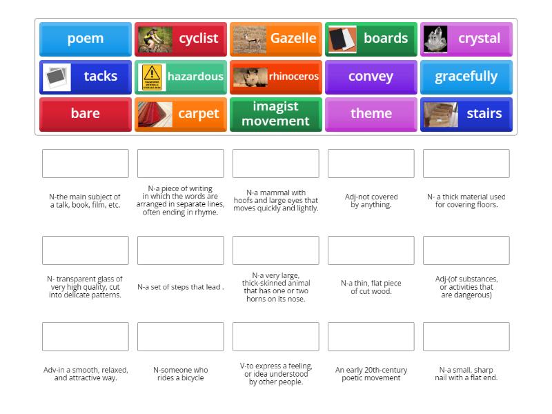 Hazardous hobbies: Spelling words Week 2 - Match up