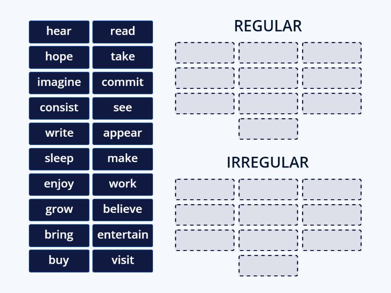 Regualar & Irregular Verbs SVi Sol online - Group sort