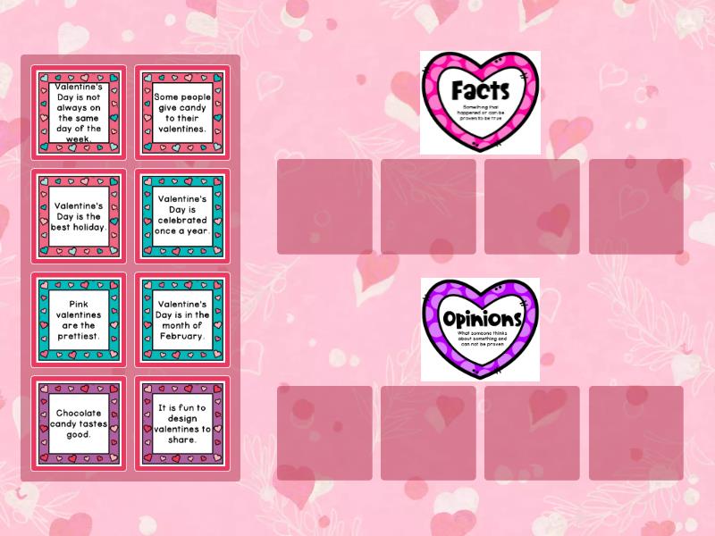 Valentine's Day Fact and Opinion Sort - Group sort