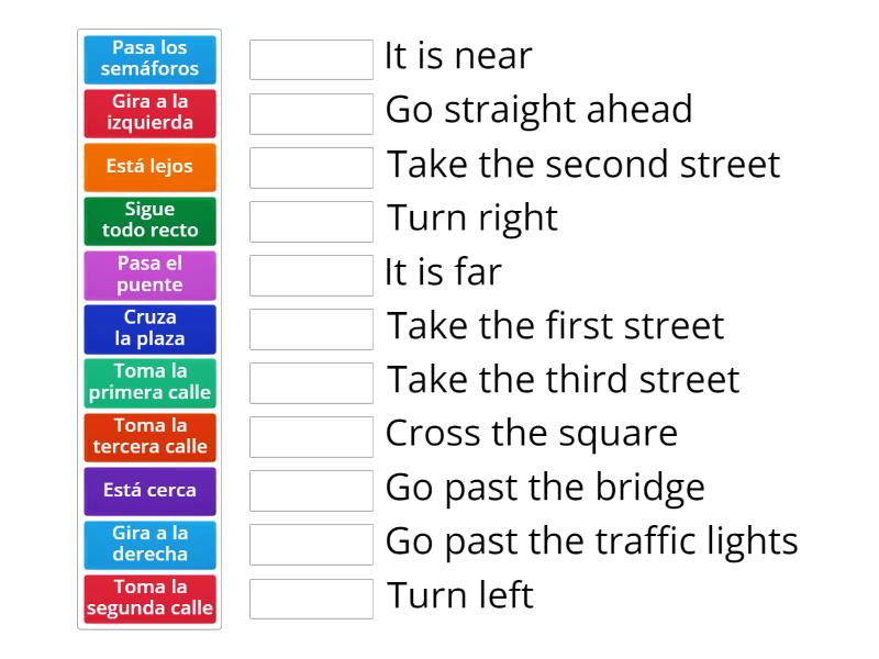 Spanish Directions - Match up