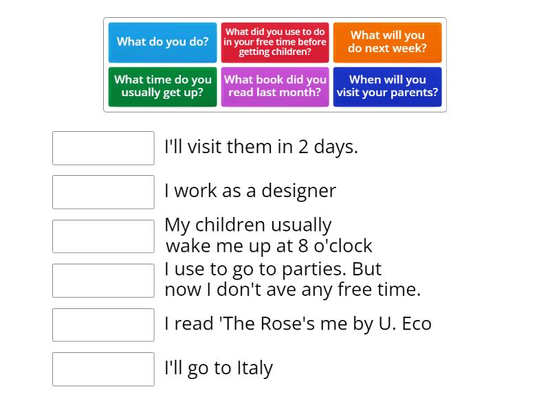 Simple Questions and Answers - Match up