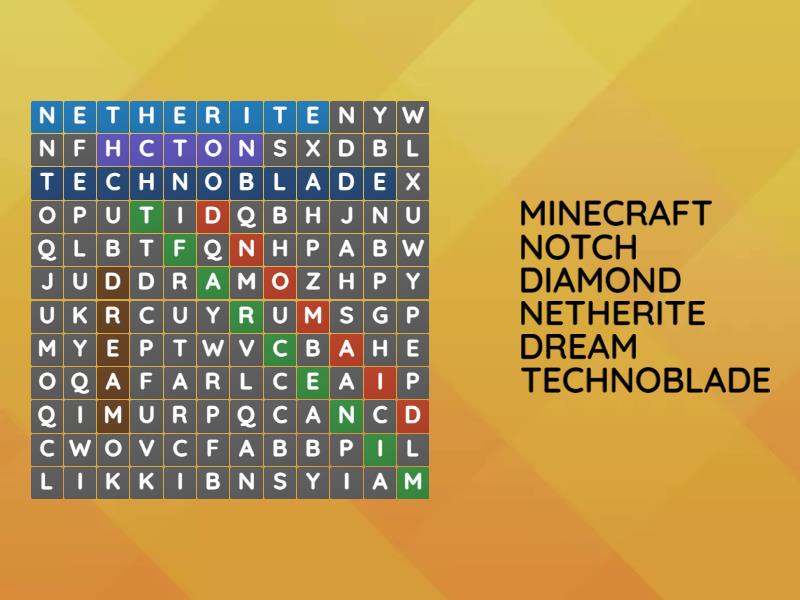 minecraft theme wordsearch - Caça-palavras