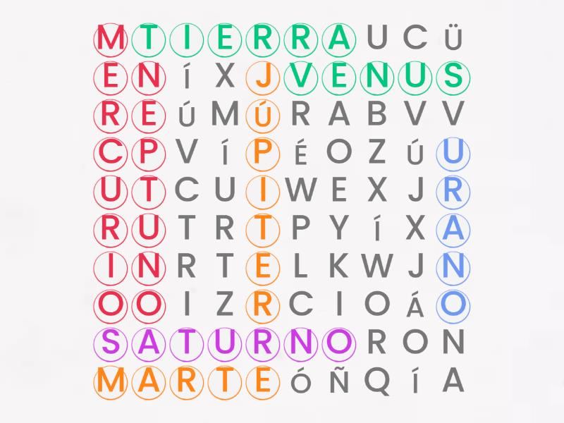 SOPA DE LETRAS PLANETAS - Wordsearch