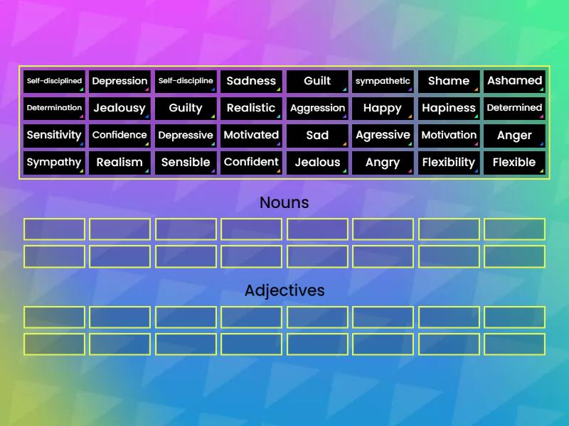 Nouns vs adjectives Touchstone c15 u8 - Ordenar por grupo
