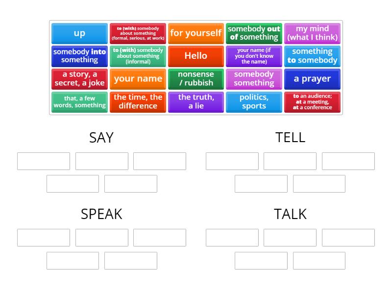 SAY / TELL / SPEAK / TALK - Group sort