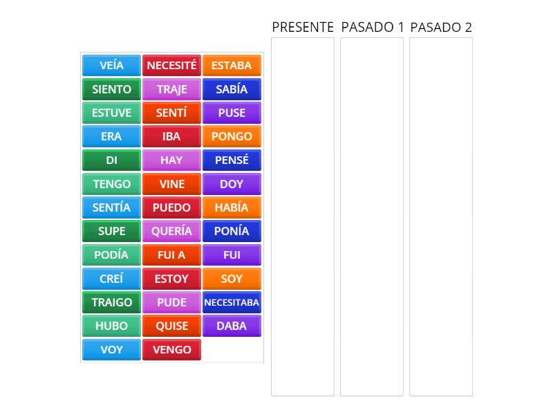 VERBOS DE ALTA FRECUENCIA - PRESENTE - PASADO 1 - PASADO 2 ...