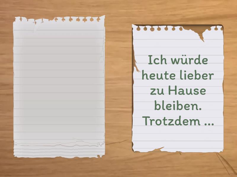 Ich wollte ... . Trotzdem ... - Speaking cards