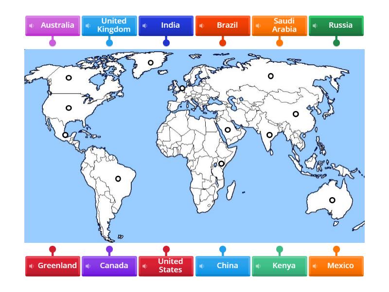 Label countries of the world - Labelled diagram