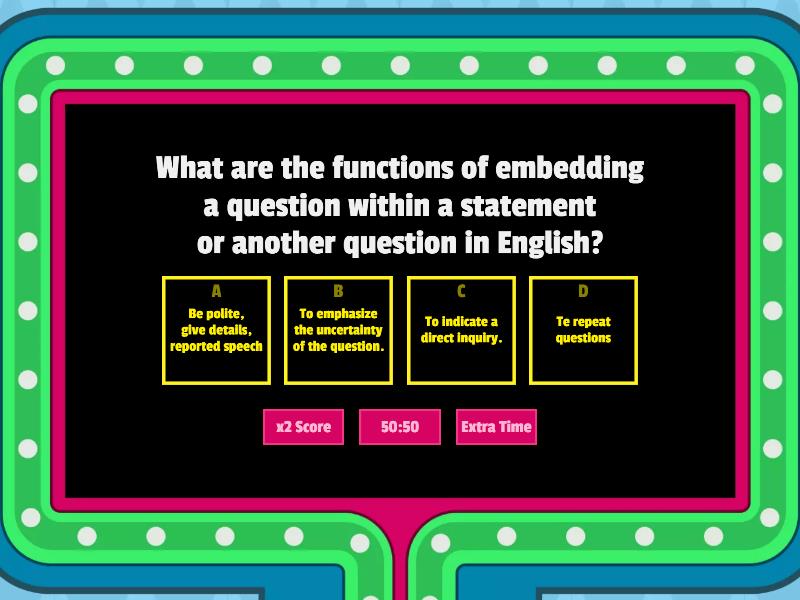 Embedded Questions - Gameshow quiz