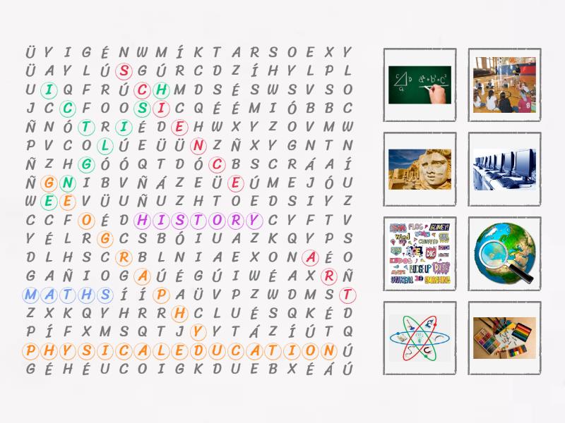 SCHOOL SUBJECTS () - Wordsearch