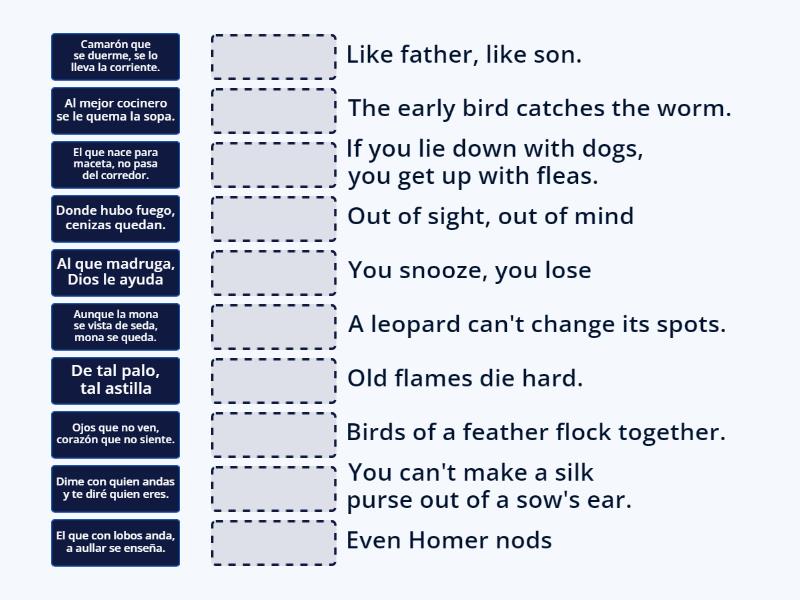 Dichos populares - Sayings - Match up