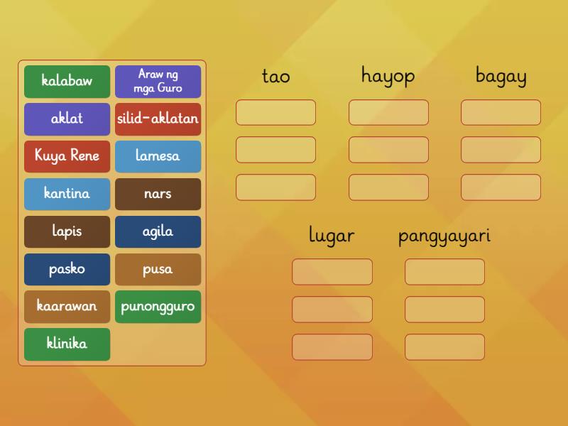 Pagpapangkat ng Pangngalan - Group sort