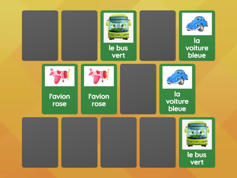 Les transports et les couleurs - Matching pairs